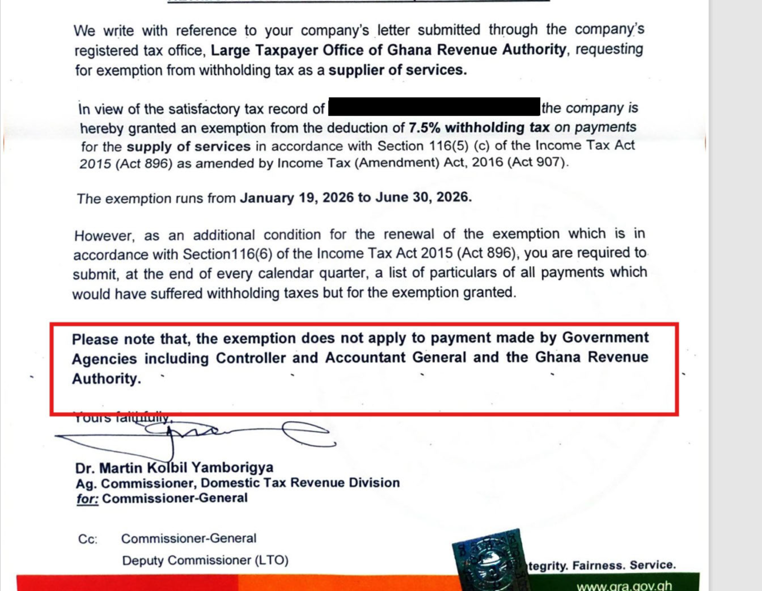 Finance Minister directs suspension of withholding tax exemption when ...